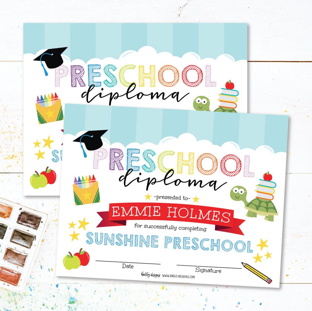 Prek Graduation Certificate, Editable Preschool Diploma Template, Last ...