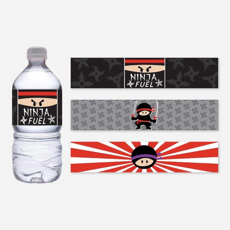 Ninja Kids Bottle Label Template Water Bottle Labels - Etsy