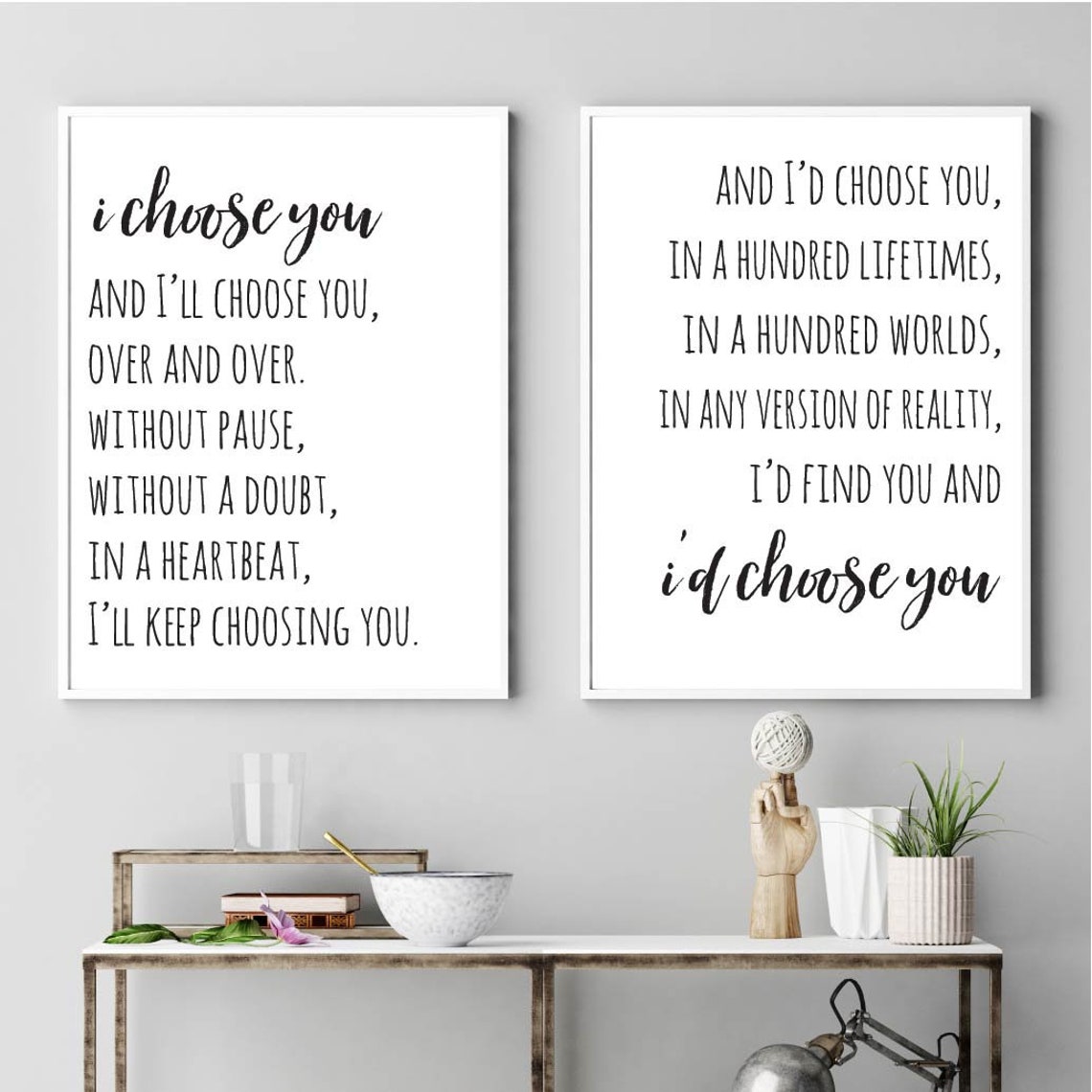 I Choose You and I'll Always Choose Minimalist Art | Etsy