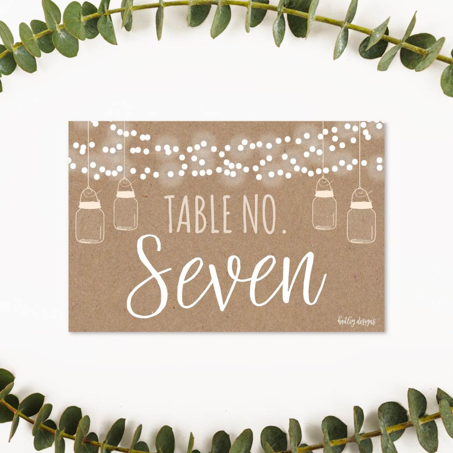 Tree Lights Kraft Rustic Wedding Table Numbers Template - DIY Table ...