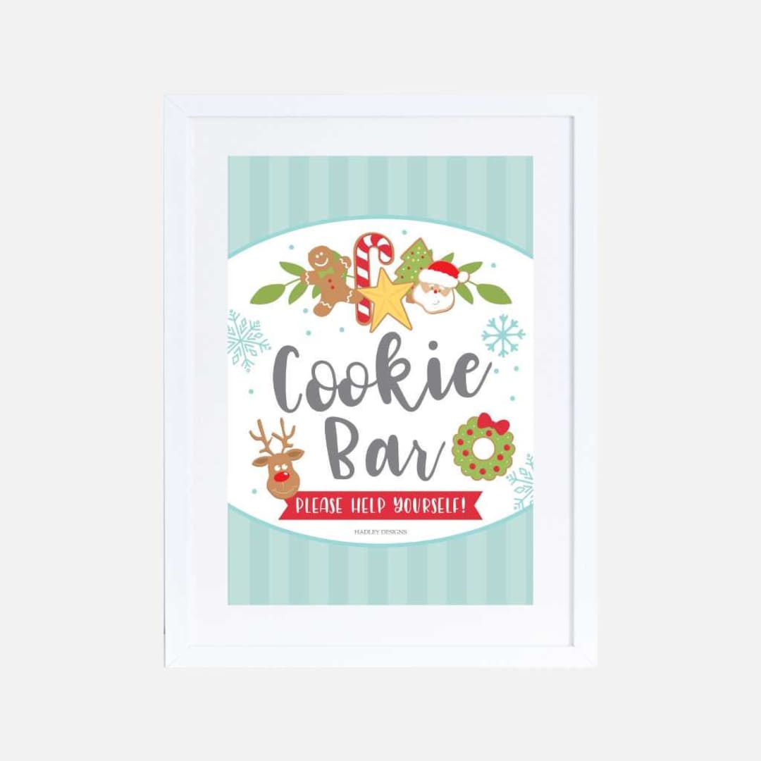 Christmas Cookie Exchange Cookie Bar Sign Template Christmas - Etsy