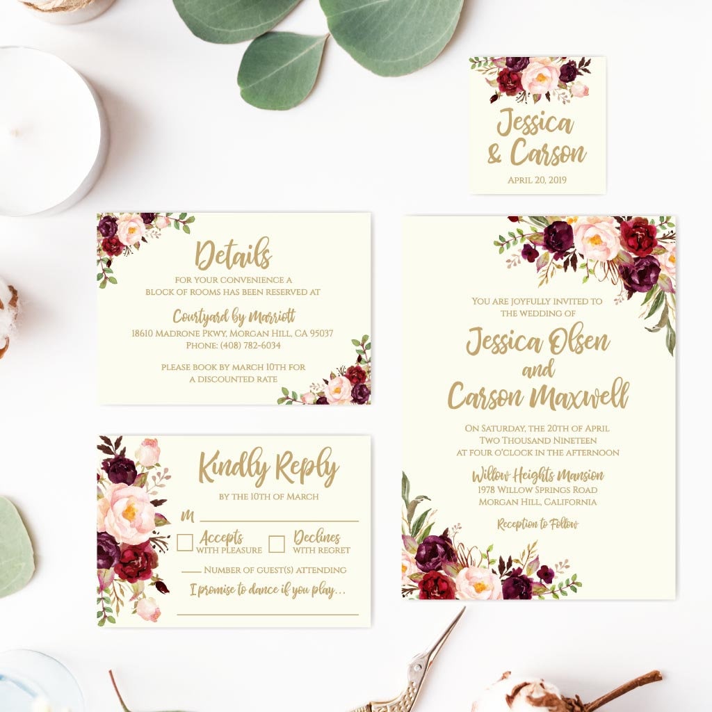 Printable Wedding Invitations Packages Wedding Invitations | Etsy