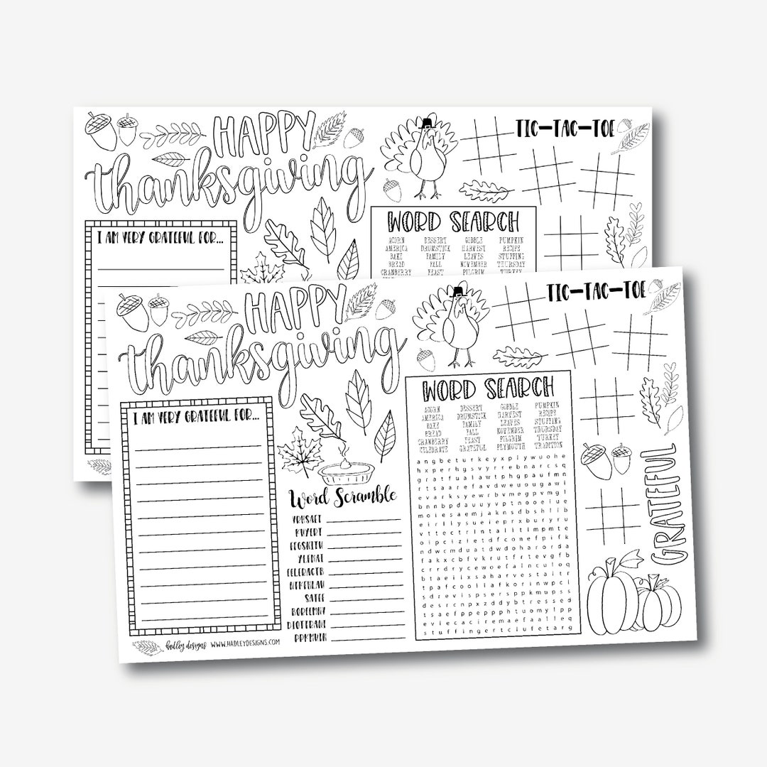 Thanksgiving Coloring Placemats Template - Printable Thanksgiving ...