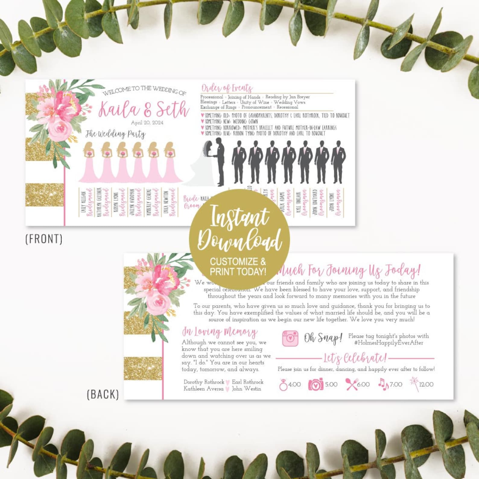 Wedding Ceremony Program Funny Printable Wedding Programs - Etsy