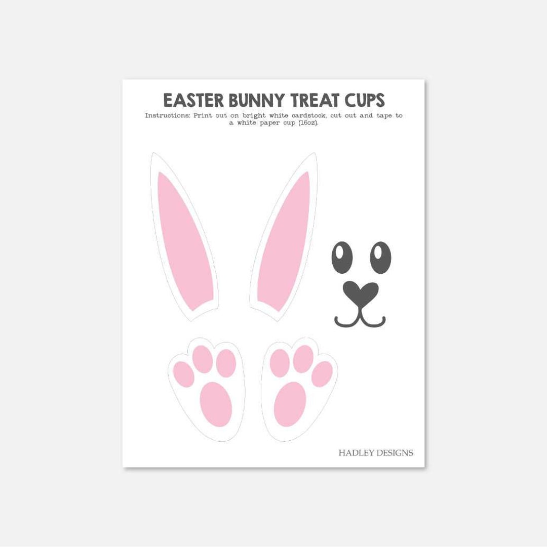 Easter Bunny Treat Cup Template - Easter Cups, Bunny Cups, Rabbit Cups ...