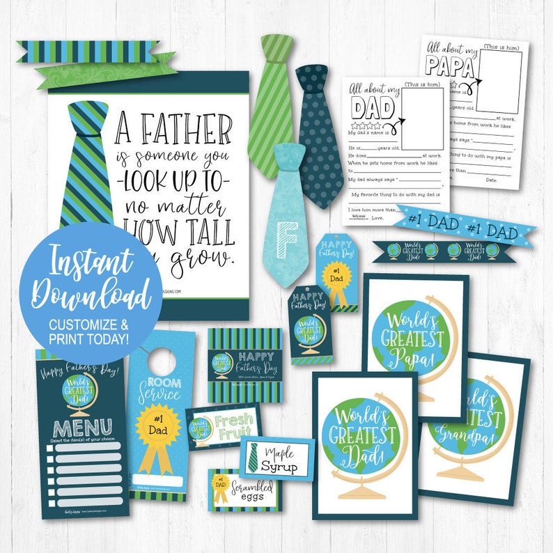 Fathers Day Tags, Printable Labels, Printable Tags, DIY Printable ...