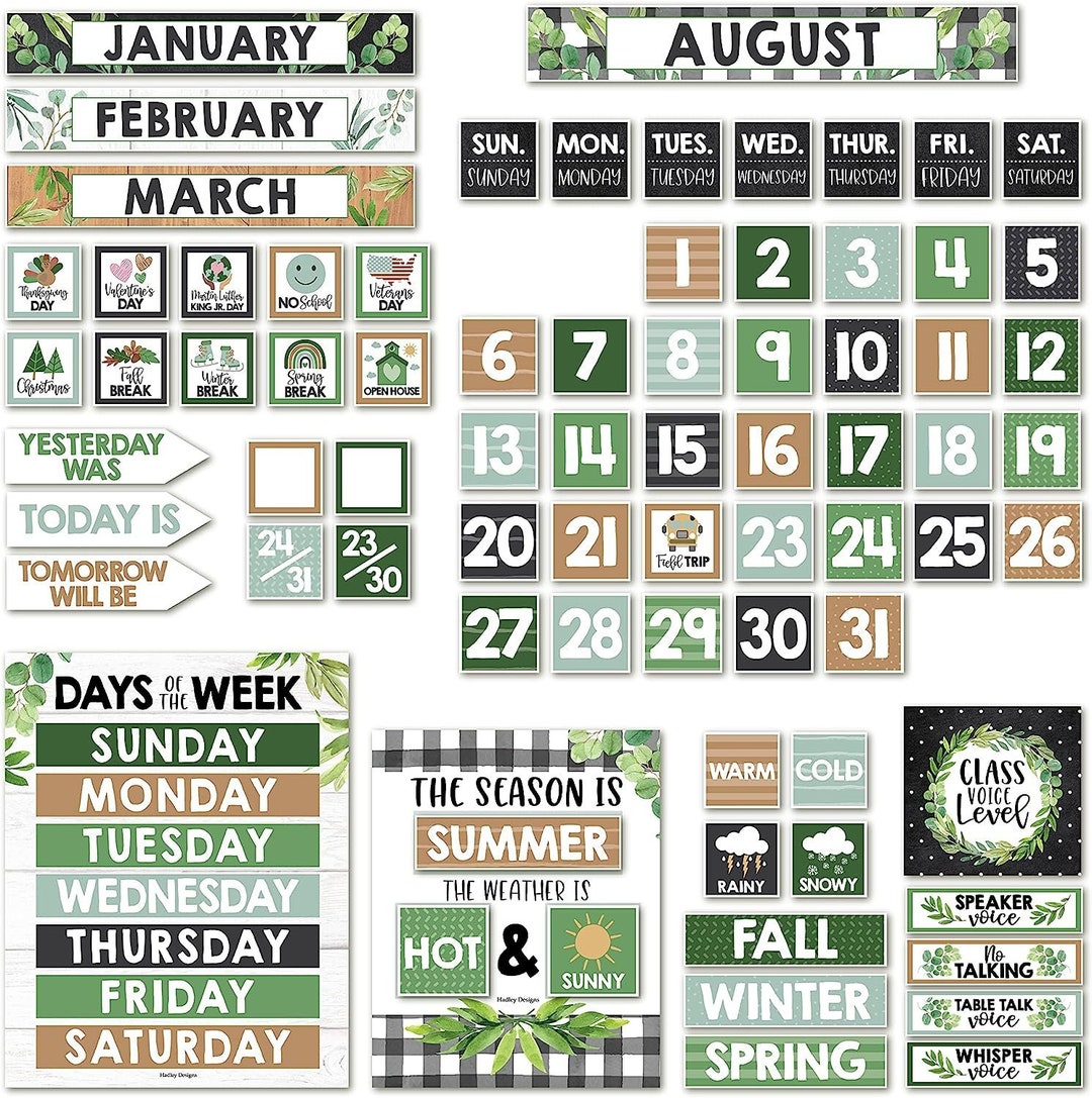 Farmhouse Classroom Calendar Set Bulletin Board Sets for Teachers ...