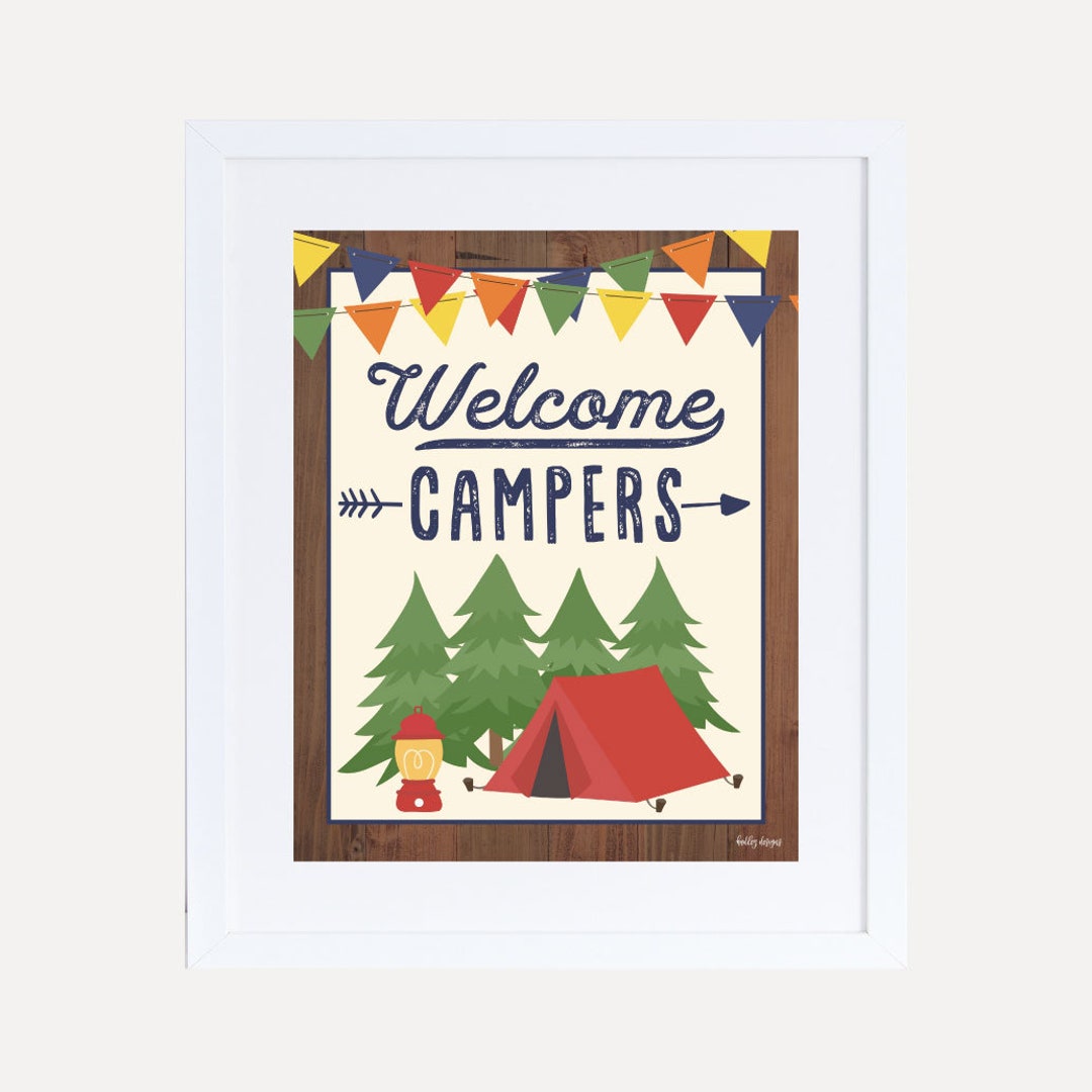 Camping Kids Party Welcome Sign Template Birthday Welcome - Etsy