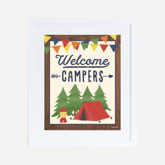 Camping Kids Party Welcome Sign Template Birthday Welcome | Etsy