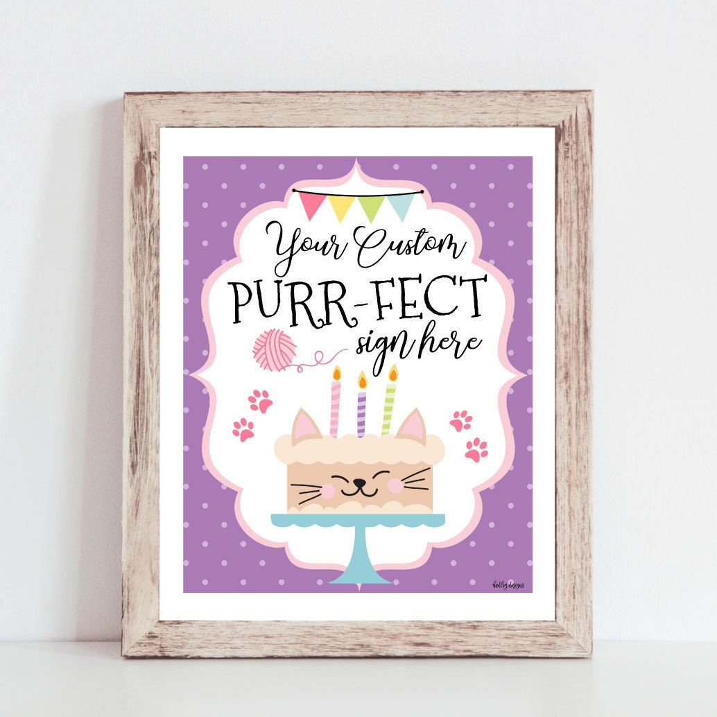 Cat Kids Party Custom Sign Template Design Your Own Sign - Etsy