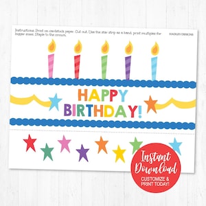 Birthday Crown Printable, Birthday Headband Template, Editable Bday ...