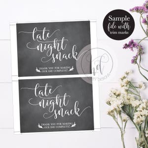 Chalkboard Late Night Snacks Printable Wedding Party Sign, Vintage Food ...