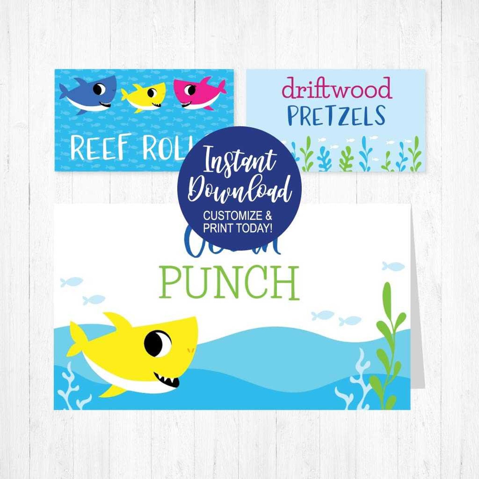 Food Labels Baby Shark, Food Label for Buffet, Baby Shark Food Label ...