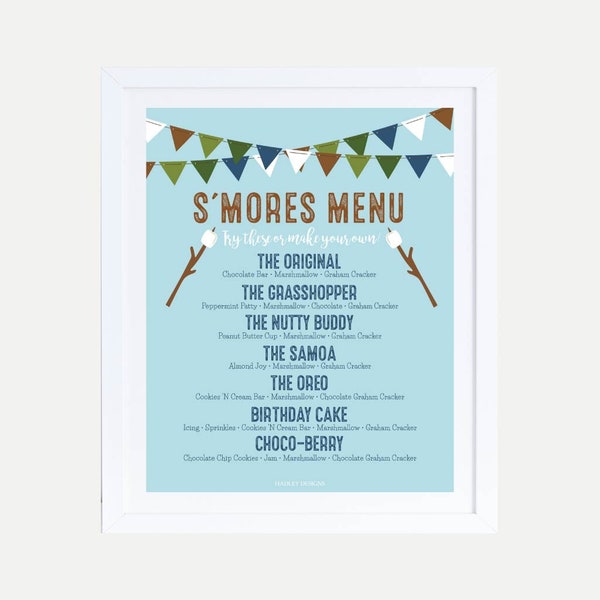 Smores Menu - Etsy