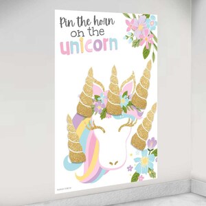 Kid's Party Pin the Horn on the Unicorn Game Template - Digital Pin the ...