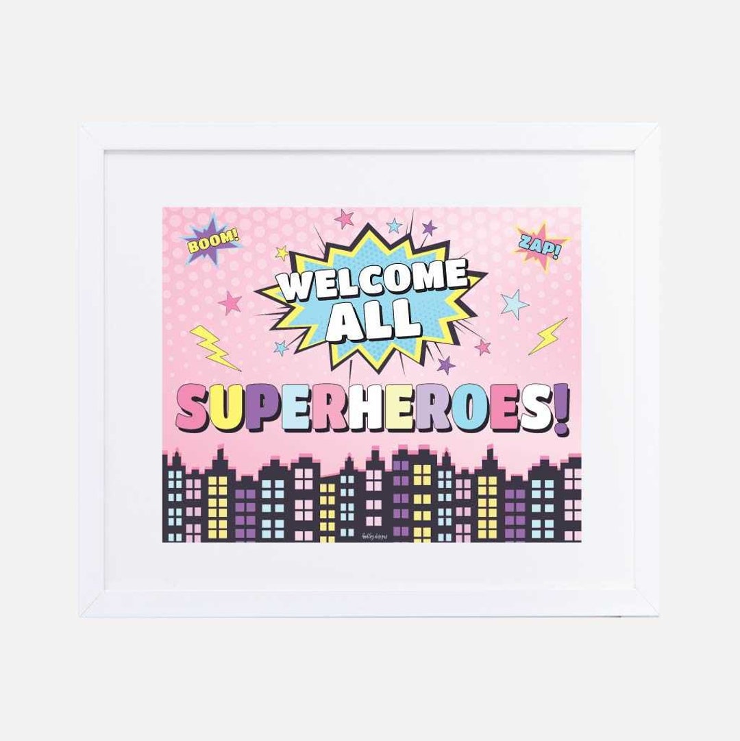Superhero Kids Party Welcome Sign Template - Birthday Welcome Sign ...