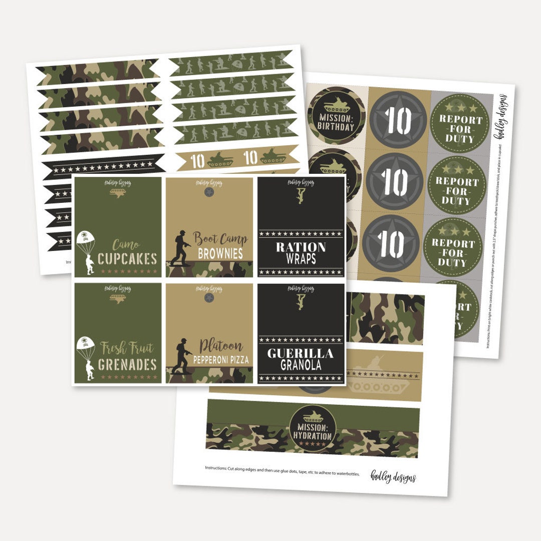 Camo Army Kids Party Accessories and Decor Package Template - Food Tent ...
