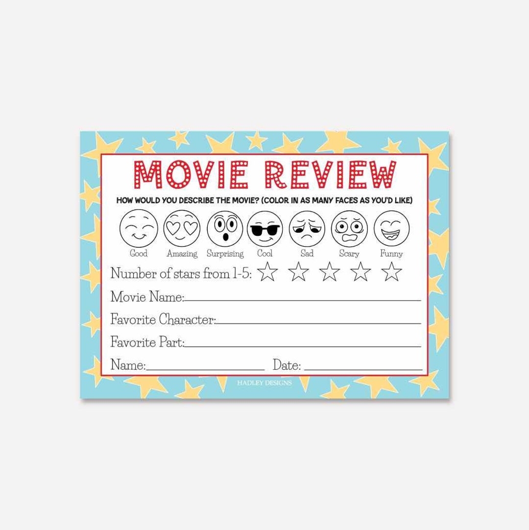 Movie Night Review Template - Kids Movie Review Printable, Movie ...