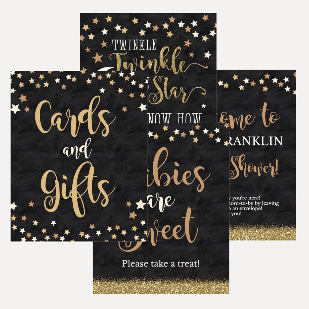Twinkle Twinkle Little Star Shower Sign Bundle, Baby Shower Sign, Baby ...