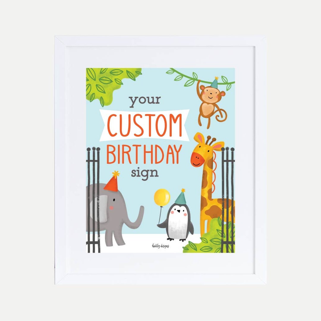 Zoo Kids Party Custom Sign Template Personalized Birthday Sign ...
