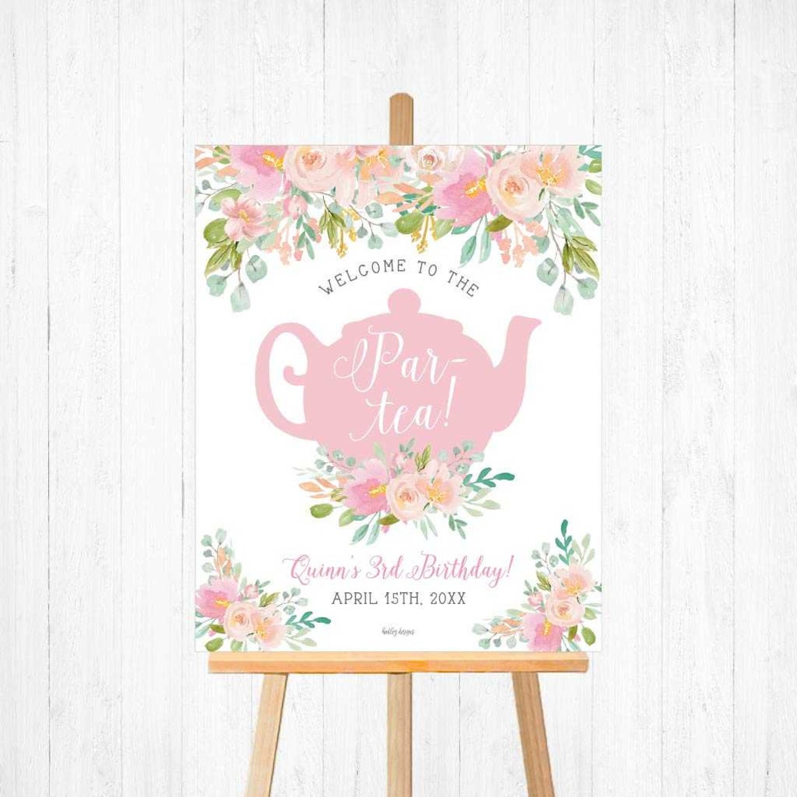 Tea Kids Party Welcome Sign Template - Birthday Welcome Sign Poster ...