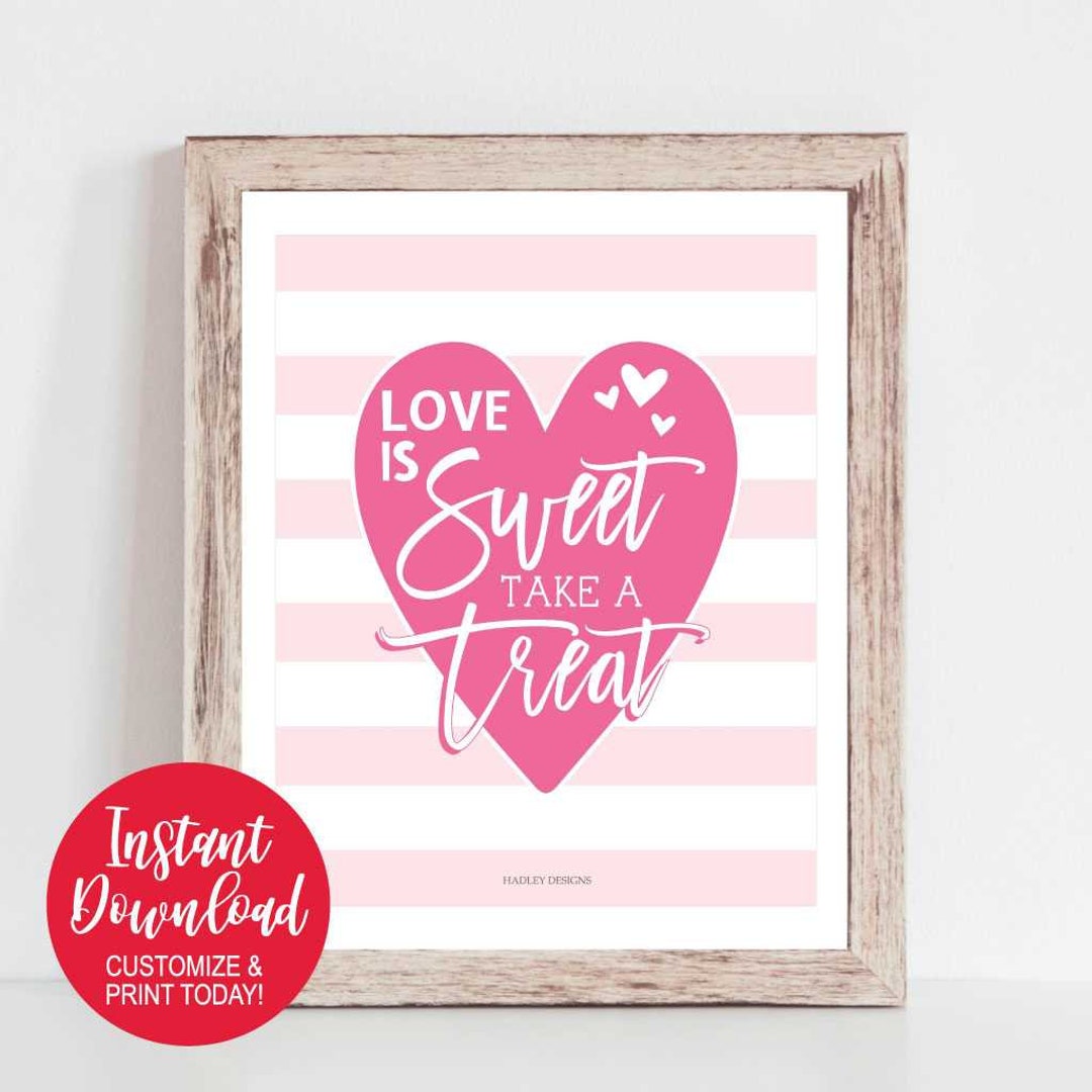 Treat Table Sign, Treat Table Decor, Dessert Buffet Sign, Valentine ...