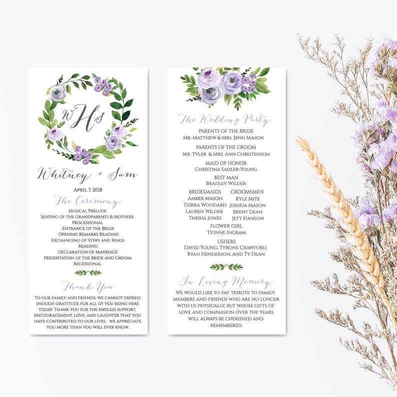 DIY Printable Wedding Programs Templates Wedding Program - Etsy