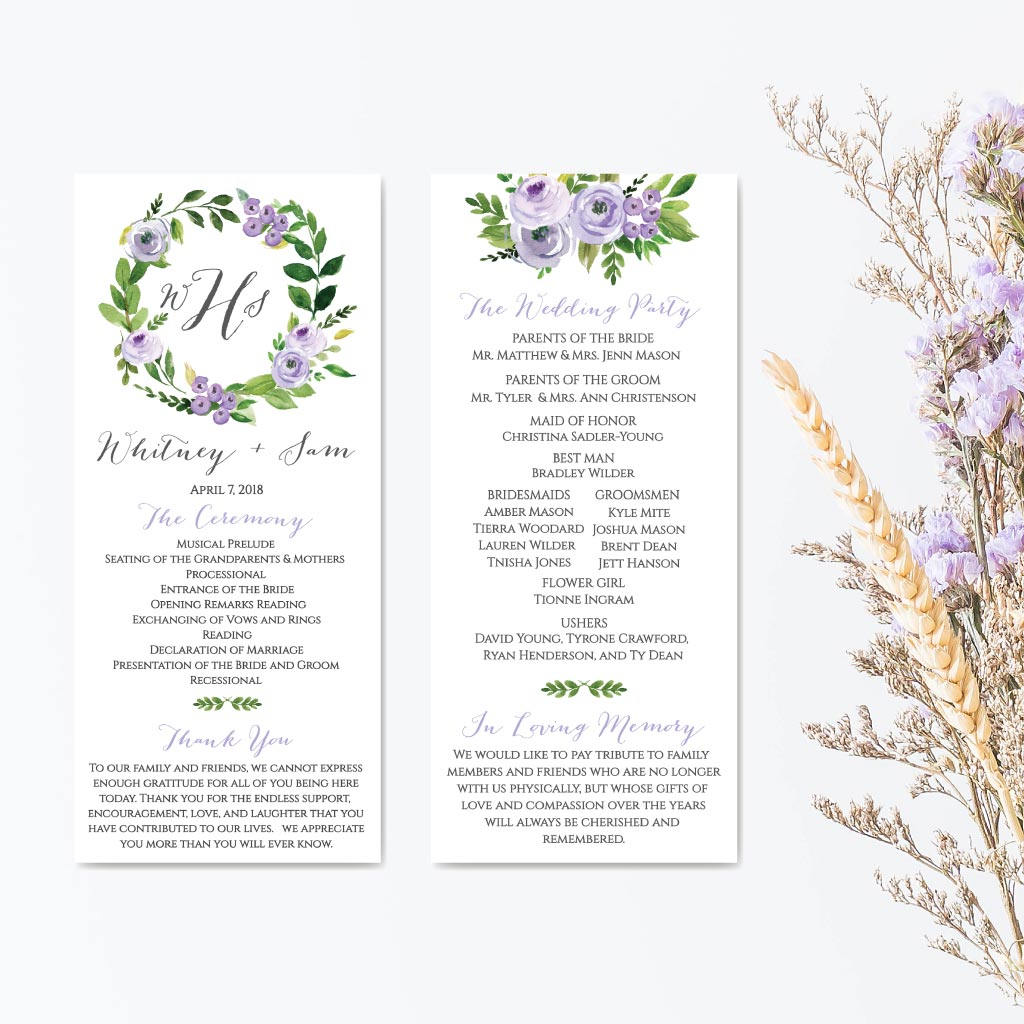 DIY Printable Wedding Programs Templates Wedding Program | Etsy