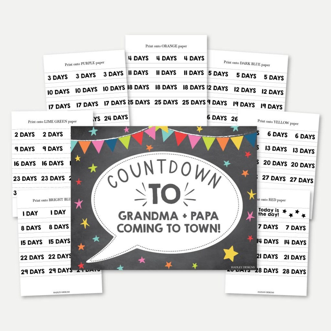 Paper Chain Countdown Printable Use as Kids Count Down to | Etsy