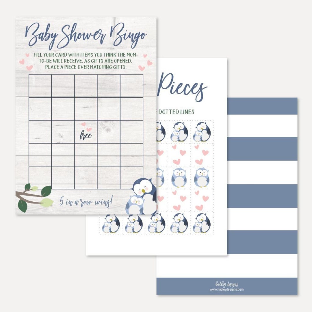 Owl Boy Baby Shower Bingo Game Template Bingo Baby Shower - Etsy
