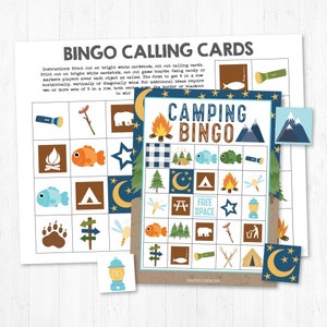 Camping Bingo Cards Printable, Woodland Game for Baby Shower, Nature ...