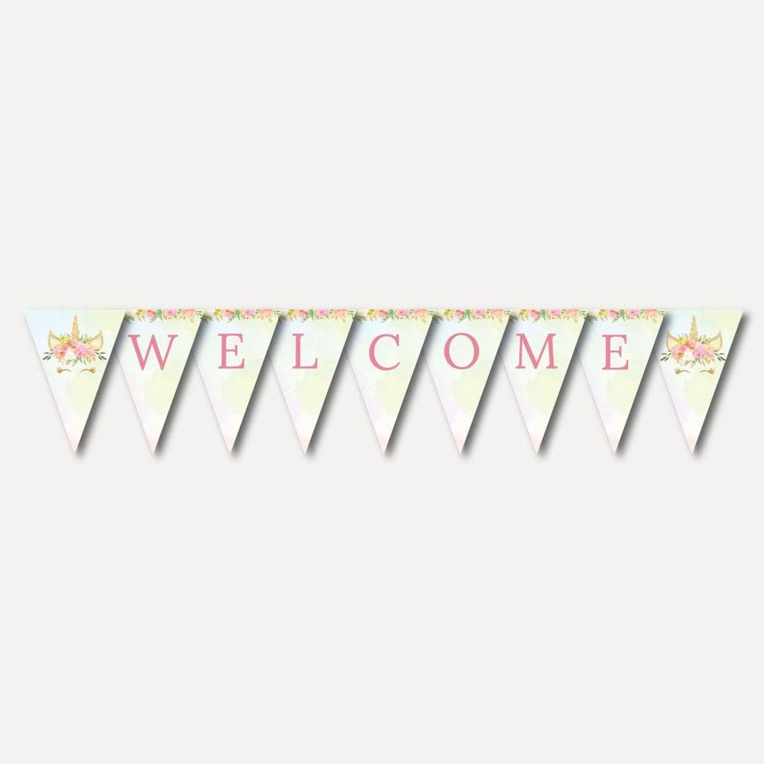 Gold Glitter Unicorn Baby Shower Banner Template -baby Shower Banner ...
