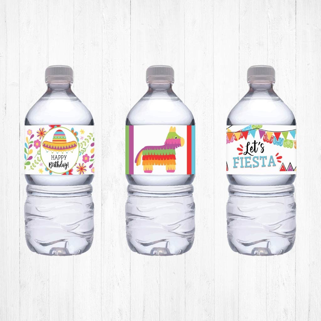 Fiesta Water Bottle Labels Template, Bottle Wrapper Label, Bottle Wraps ...