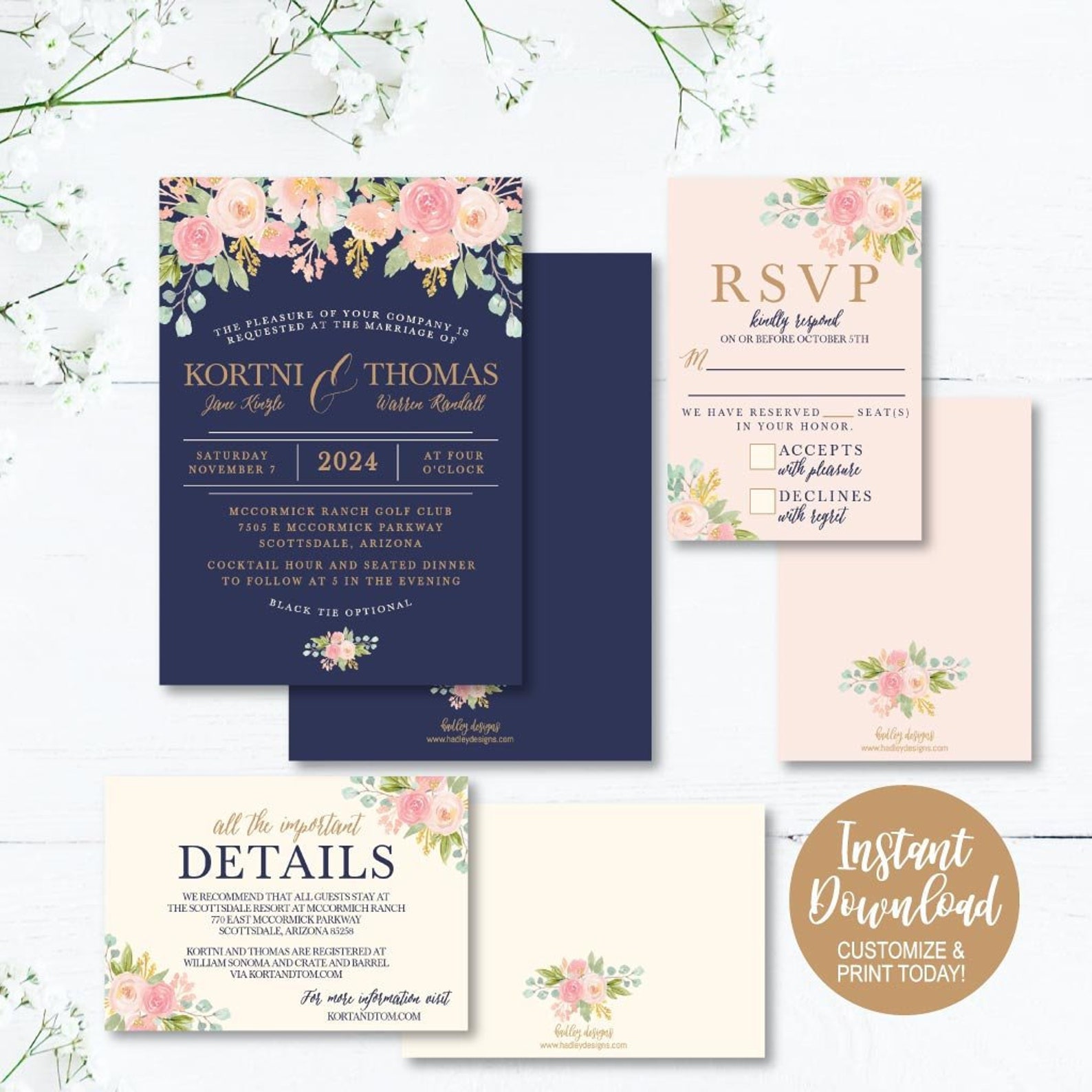 Wedding Invitations With RSVP Cards Included Wedding - Etsy