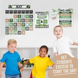 Farmhouse Classroom Calendar Set Bulletin Board Sets for Teachers ...