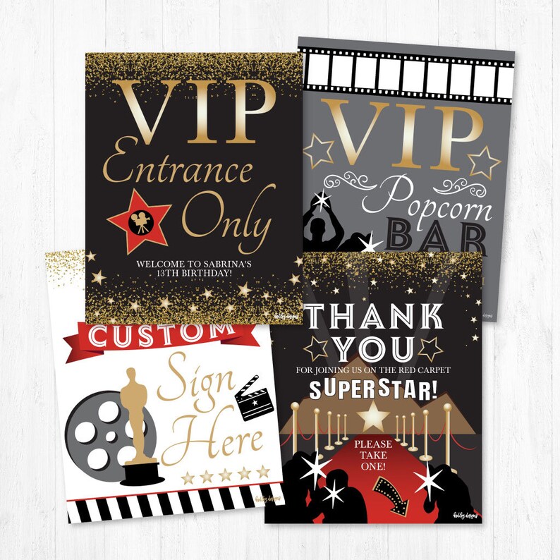 VIP Kids Party Sign Set Templates Custom Sign Favors Sign | Etsy