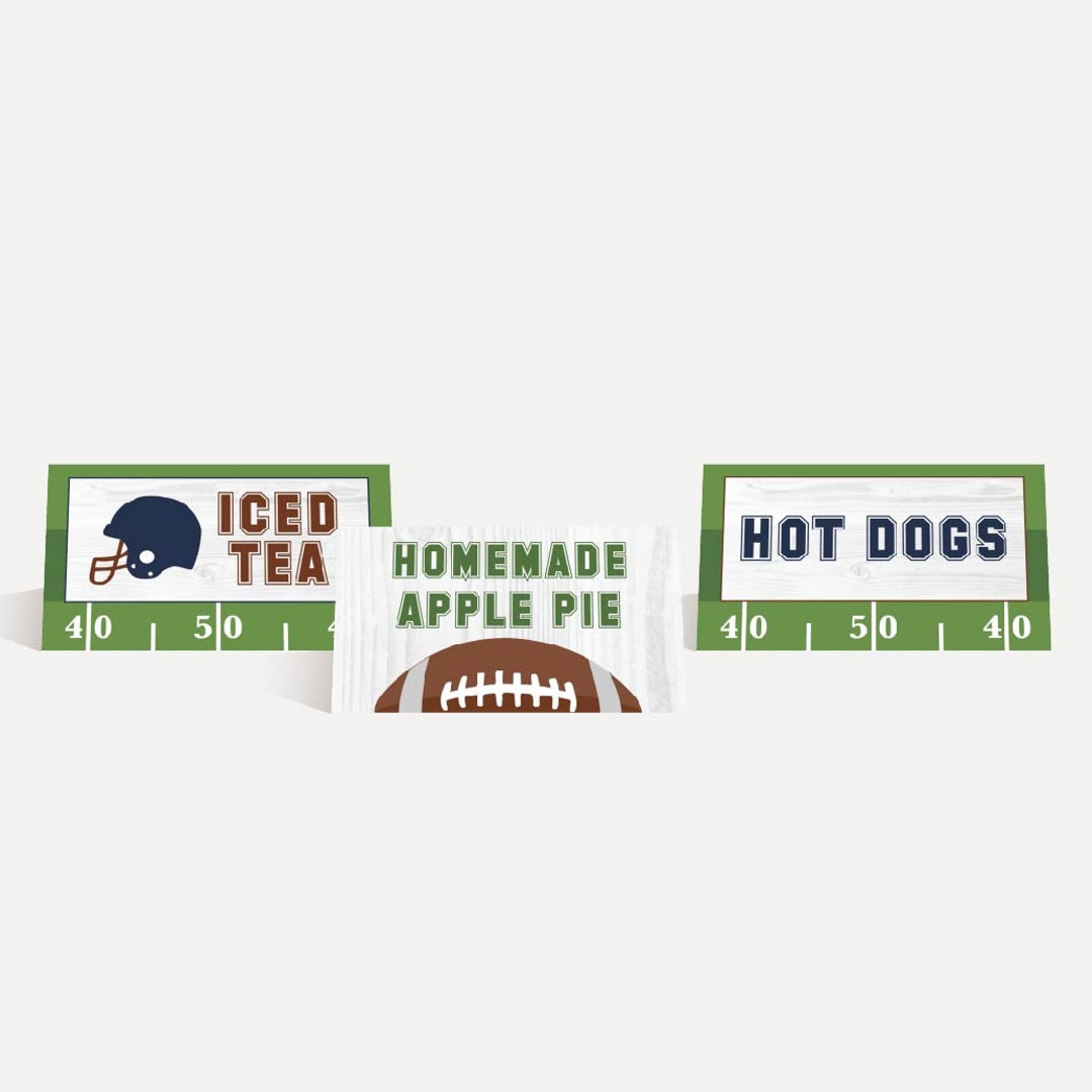 Football Baby Shower Food Tent Cards Template - Food Tent Card Instant ...
