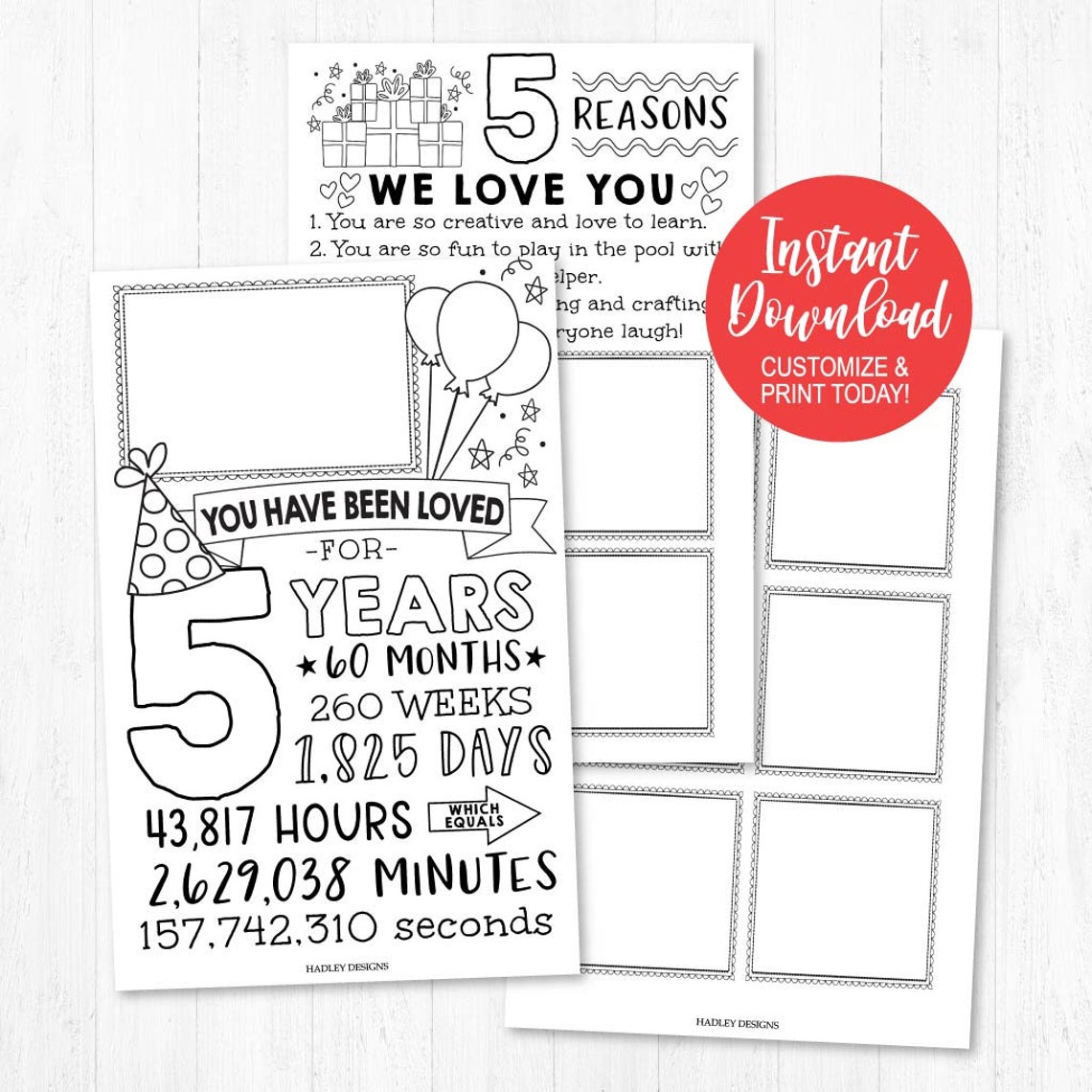 EDITABLE Birthday Sign Printable, You Have Been Loved for Years ...