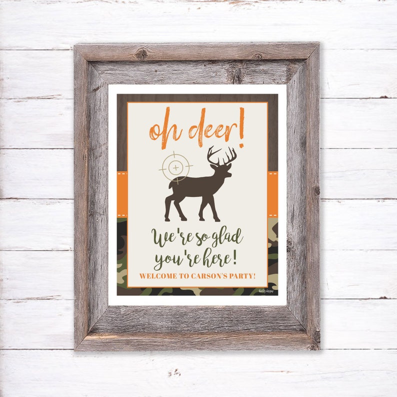 Camo Hunting Kids Party Welcome Sign Template Birthday | Etsy