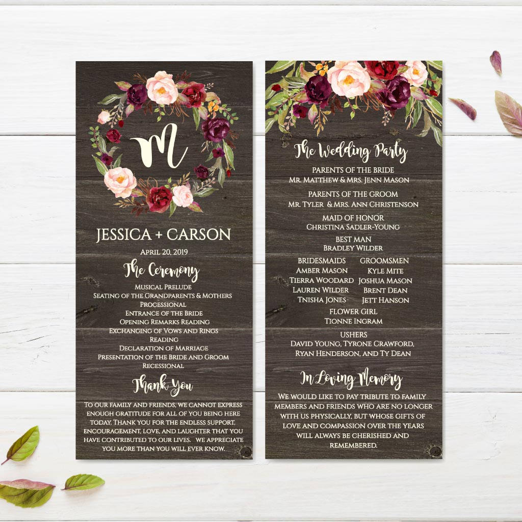 Wedding Program Thank You Messages, Wedding Programs Online Template ...