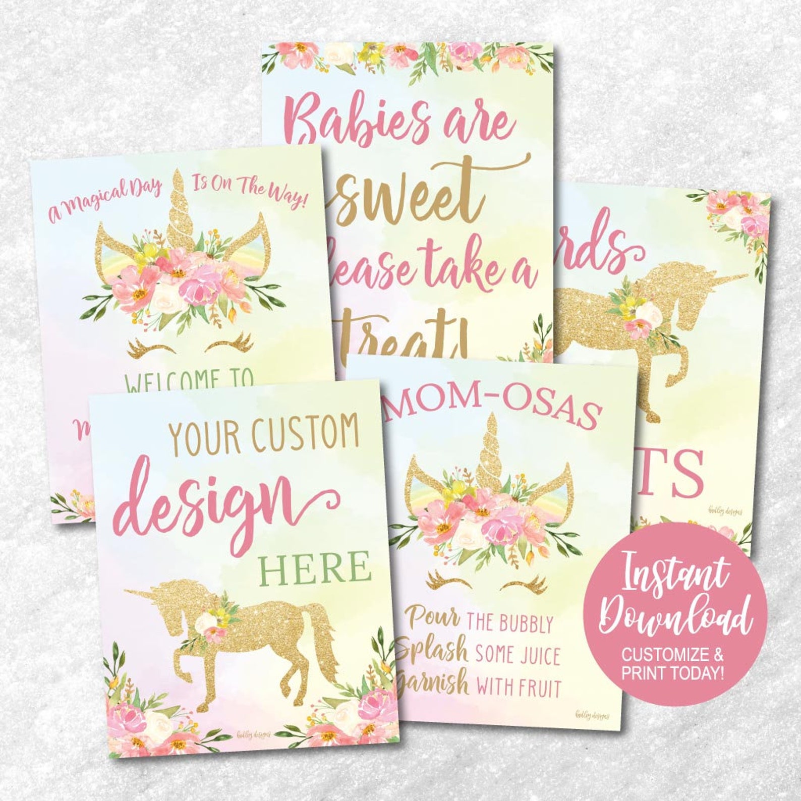 Baby Shower Sign Bundle Baby Shower Sign Set Baby Shower | Etsy