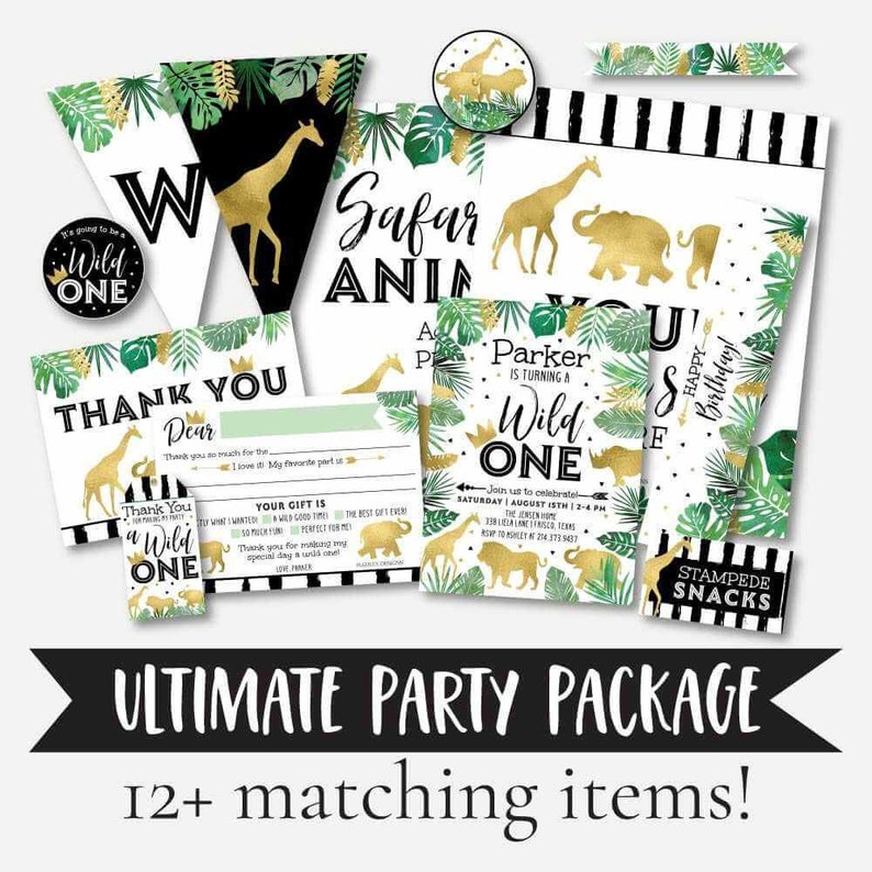 Birthday Party Set Wild One Safari Party Pack Wild One | Etsy