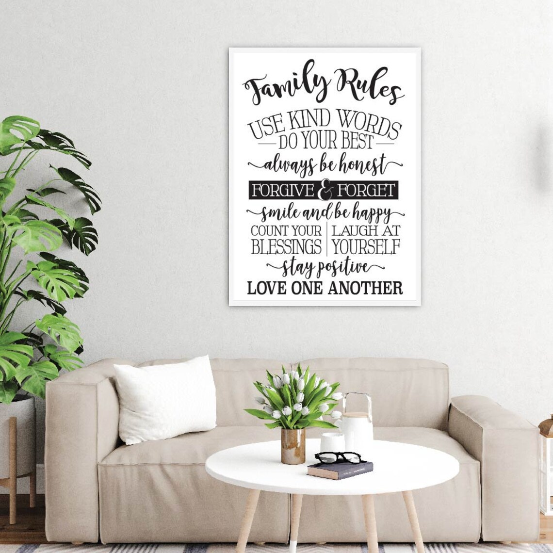 Family Rules Use Kind Words Printable Sign Set Hadley - Etsy