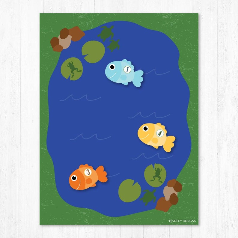 Magnetic Fishing Game for Kids Printable, Colorful Fish Pond Template ...