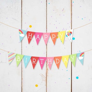 Rainbow Kids Party Banner Template Printable Banner - Etsy