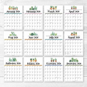 2020 Year Calendar Template - 2020 Wall Calendar, 2020 Calendar ...