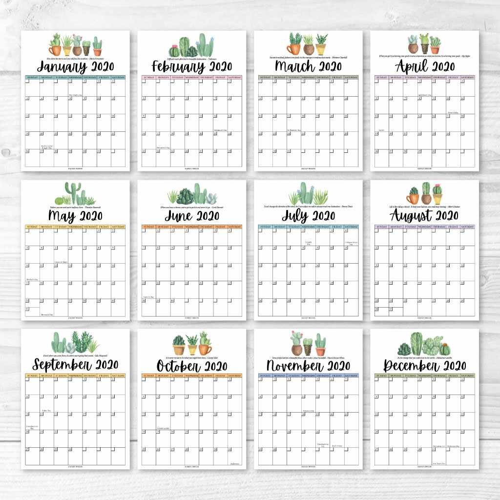 2020 Year Calendar Template 2020 Wall Calendar 2020 - Etsy