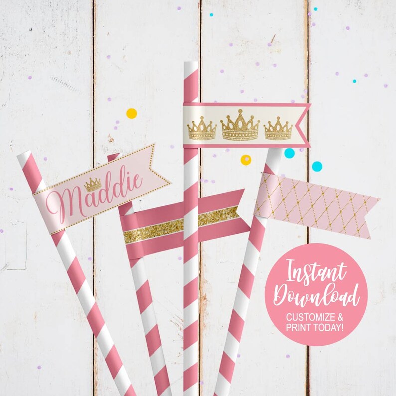Birthday Cupcake Toppers Printable Custom Straw Flag - Etsy