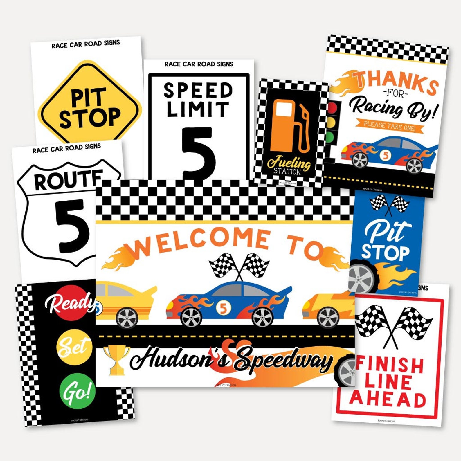 Printable Race Car Birthday Decorations Set Racecar Driver - Etsy