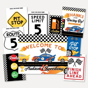 Printable Race Car Birthday Decorations Set, Racecar Driver Poster Kit ...